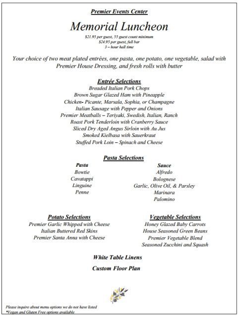 How to Plan a Funeral Luncheon at Premier Events Center › Premier ...